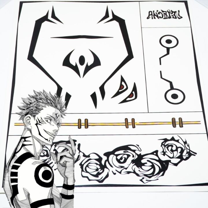 Anime jujutsu kaisen Hình Xăm Dán ryomen sukuna geto suguru người đàn ...