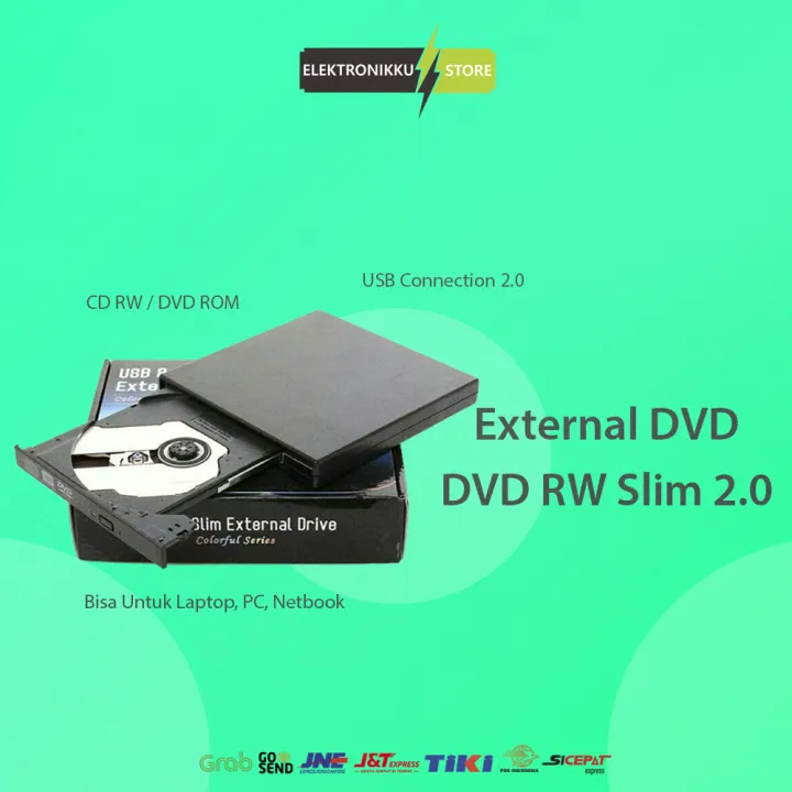 DVD RW Eksternal Slim 2.0 Portable External For Komputer PC Laptop ...