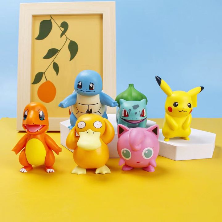 6ชิ้น/ชุดโมเดลรูปตุ๊กตา Pikachu Psyduck Bulbasaur Squirtle ชาร์แมนเดอร์ ...