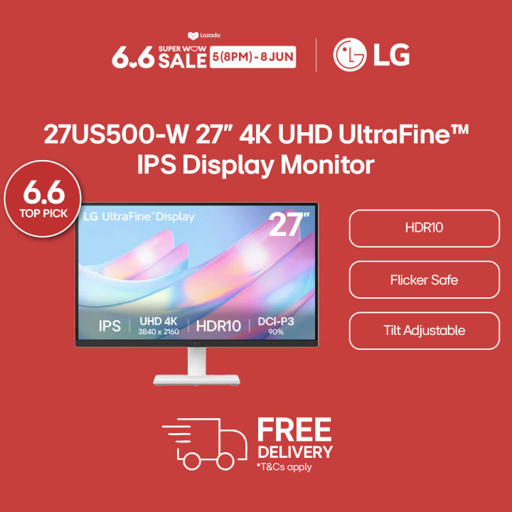 [New] [Online Exclusive] LG 27US500-W 27" UHD 4K UltraFine™ IPS Display ...