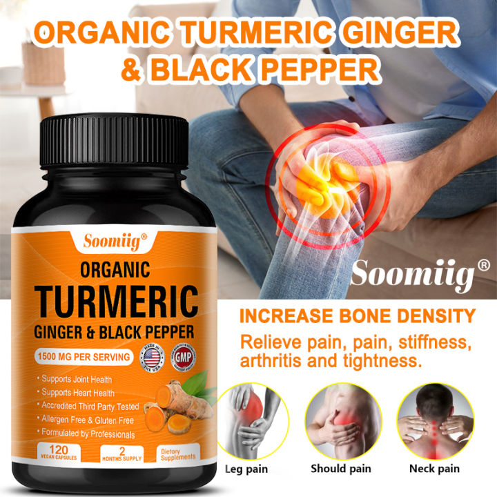 Turmeric Supplement 1500 mg - with Black Pepper, used to reduce pain ...