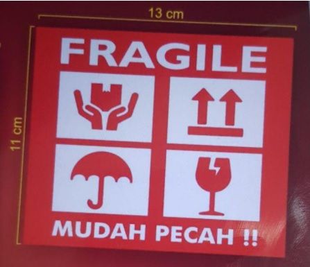 STICKER FRAGILE BESAR medium STIKER PENGAMAN PAKET PECAH BELAH ...
