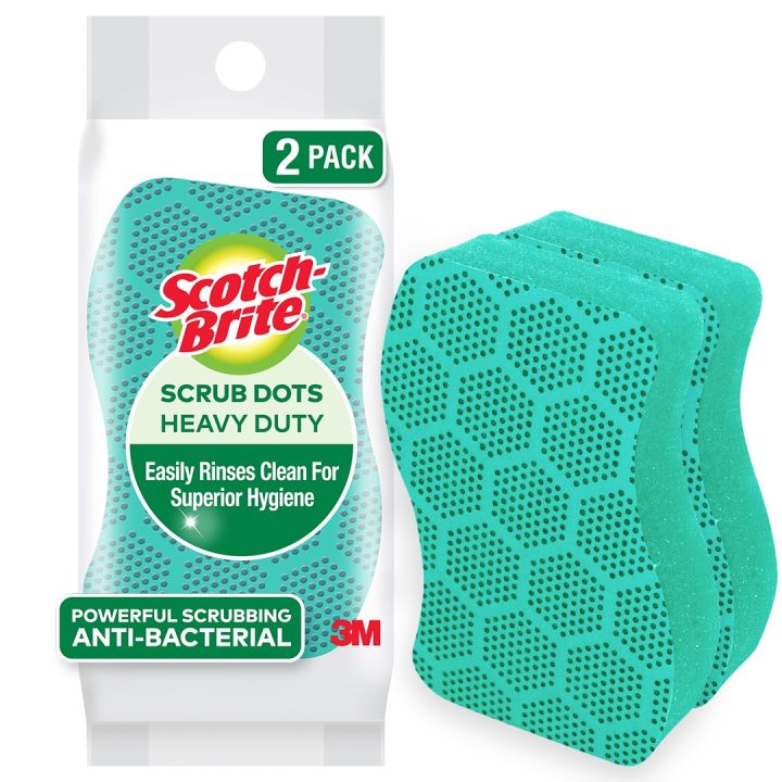 3M™ Scotch-Brite® Scrub Dots Heavy Duty Scrub Sponges, Anti-Bacterial ...
