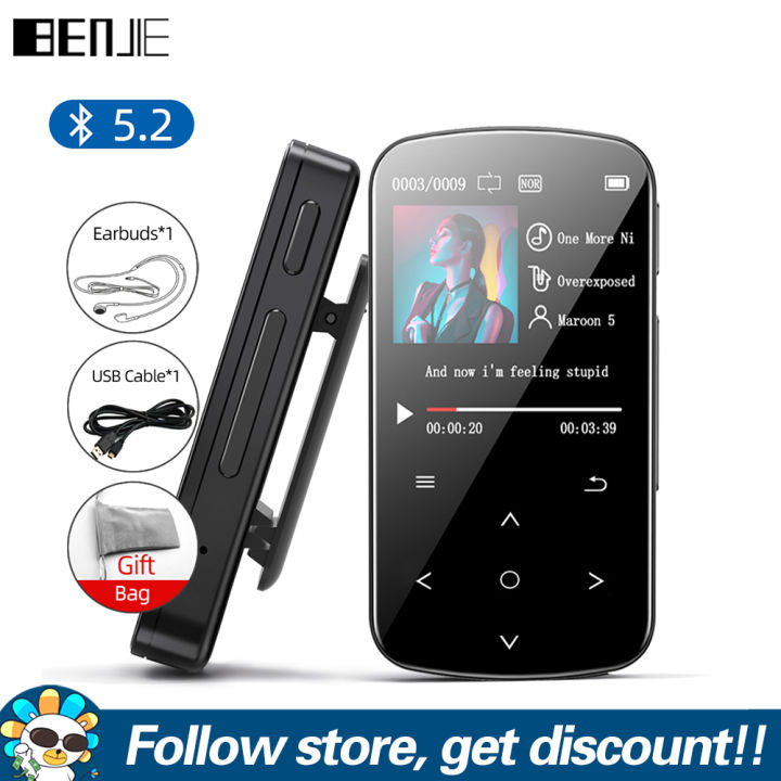 BENJIE M9 Mini Clip Music MP3 Player 1.54 Inch Touch Screen Bluetooth MP3 Player Portable ...