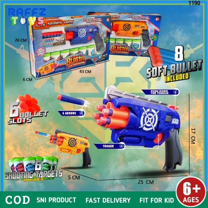 Mainan Anak Pistol Tembakan Kokang Peluru Busa Nerf Soft Bullet Gun - Blaster8 Biru | Lazada ...