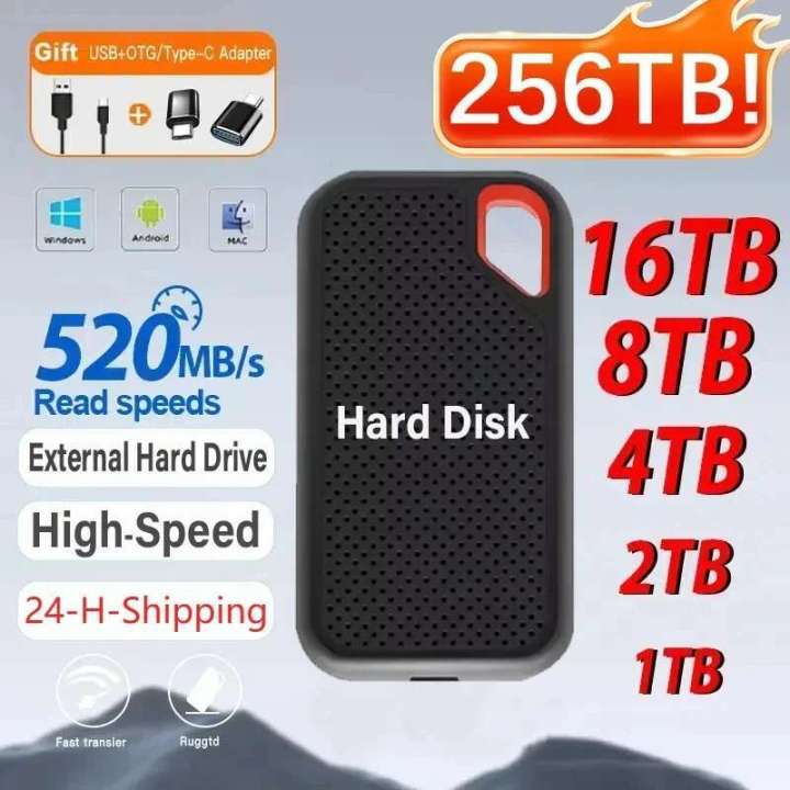 Portable SSD 2TB 1TB USB3.1 High Speed Solid State 256TB Type-C Disk ...