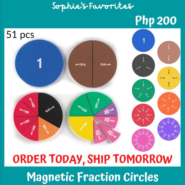 Fraction for kids 51pcs Magnetic Rainbow Fraction Circles Foam Math ...