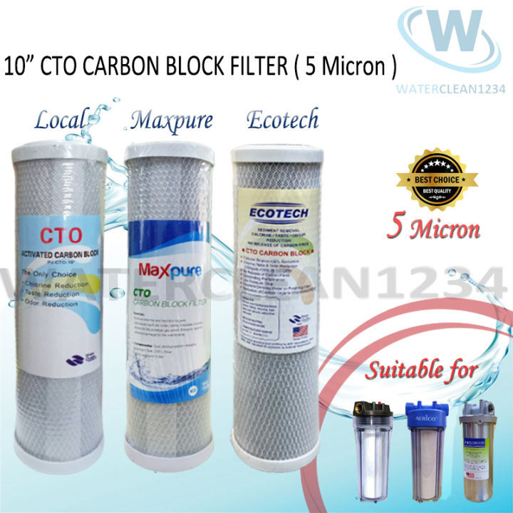 10 Inch ECOTECH/MAXPURE/LOCAL CTO CARBON BLOCK FILTER CARTRIDGE(5 ...