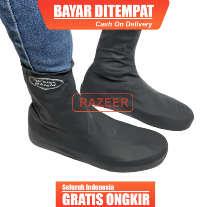 Cover Shoes Jas Pelapis Sepatu Karet Anti Air Hujan Waterproof HITAM ...