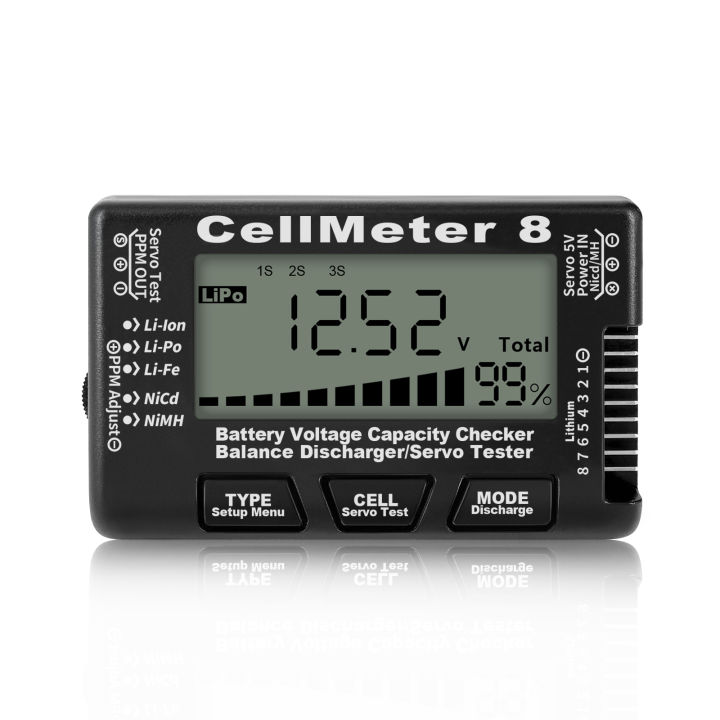 Digital Bat-tery Checker 8 in 1 Li-ion Bat-tery Tester Lipo LiFe NiMH ...