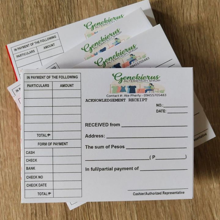 Customized Acknowledgment Receipt (100 sheets per pad) | Lazada PH