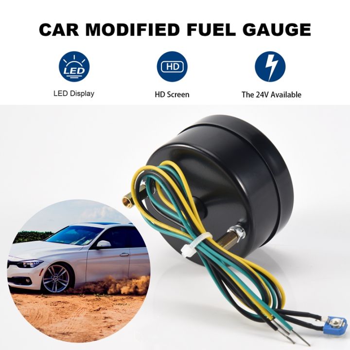 24V 2 Inch 52mm Universal Car Motorcycle Fuel Level Meter Gauge LED ...