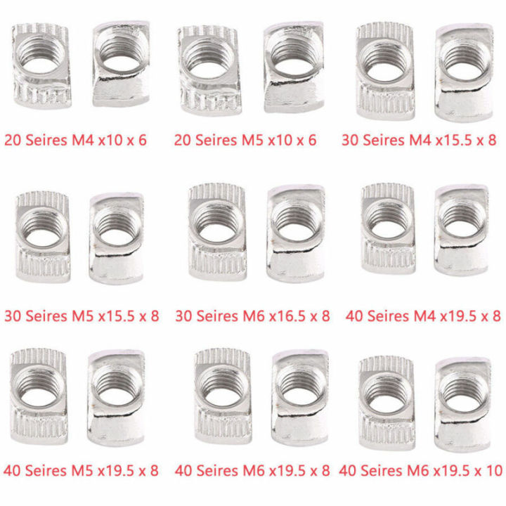 10PCS M4 M5 M6 T Slot Nut 20 30 40 European Aluminum Profile Extrusion ...