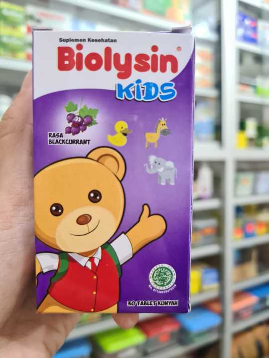 BIOLYSIN KIDS MULTIVITAMIN TABLET HISAP ANAK RASA BLACKCURRANT ANGGUR ...