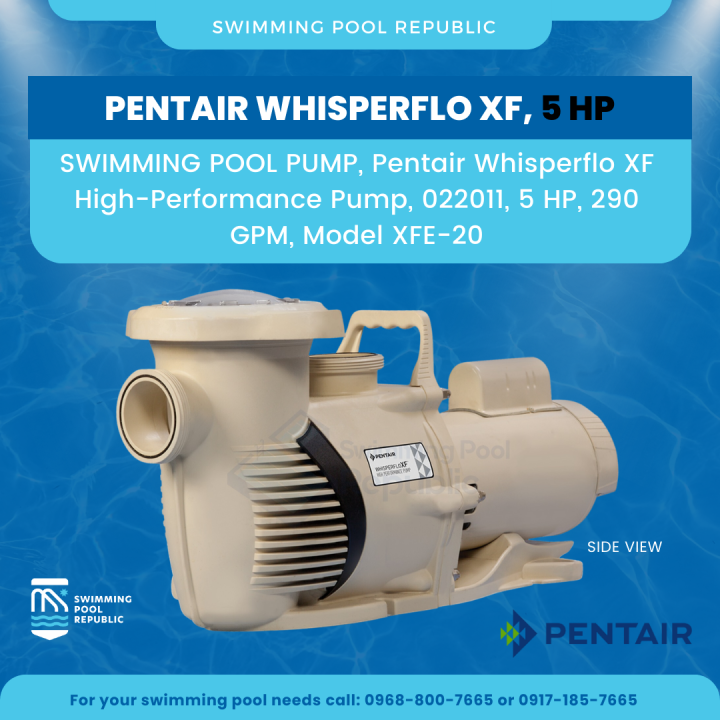 SWIMMING POOL PUMP, Pentair Whisperflo XF High-Performance Pump, 022011, 5 HP, 290 GPM, Model ...