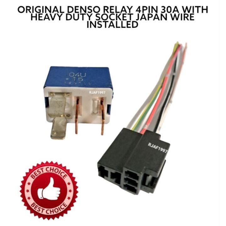 ORIGINAL DENSO RELAY AND SOCKET WITH AUTO WIRE '16 4 PIN 30A JAPAN ...