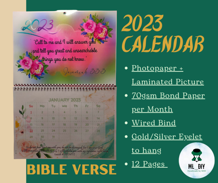 2023 CUSTOMIZED HANGING WALL CALENDAR BIBLE VERSE/HOLIDAYS | Lazada PH