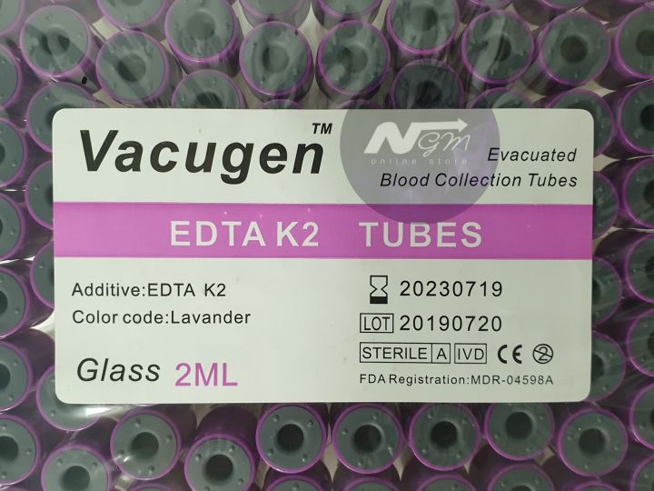 EDTA 2ml/ EDTA K2 Tubes/ Evacuated Blood Collection Tubes / 100 tubes ...