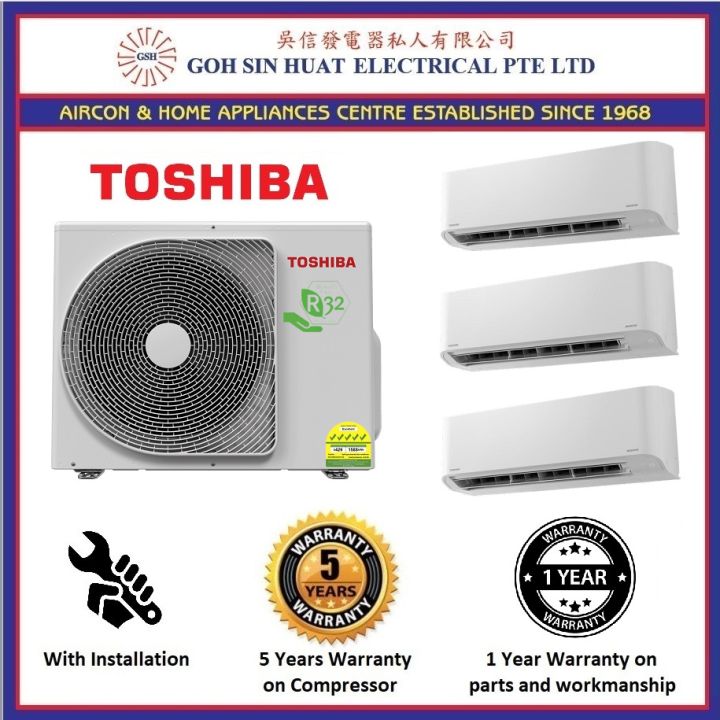 [Bulky] Toshiba 5 ticks R32 Multi Split Air con Air Conditioner System ...