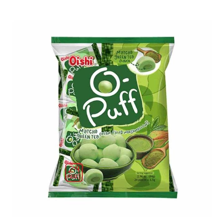 Oishi O-Puff Matcha Green Tea Cream Filled Marshmallow (24 x 3.5g ...