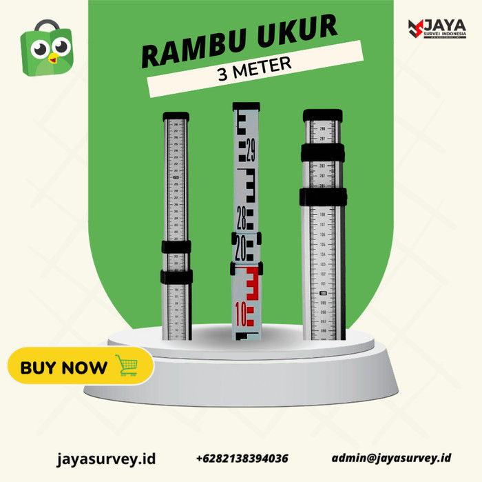 RAMBU UKUR/LEVELING STAFF/RAMBU LEVELING/BAK UKUR/MISTAR UKUR 3 METER ...