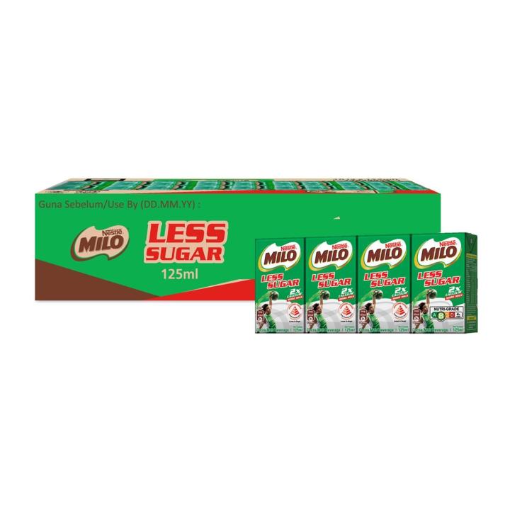Milo Less Sugar Chocolate Malt Milk UHT Packet Drink 125ML X 40 - Case ...