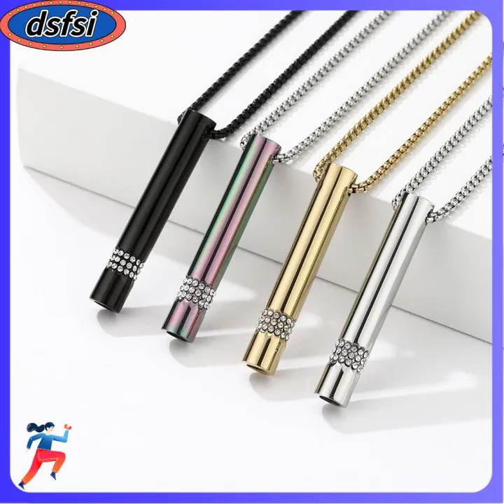 DSFSI Stainless Steel Whistle Necklace Meditation Practice Mindfulness ...