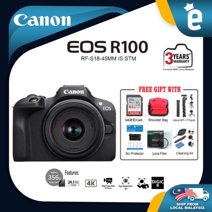 Canon EOS R100 Mirrorless Camera with 18-45mm Lens R100 BODY Only Canon ...