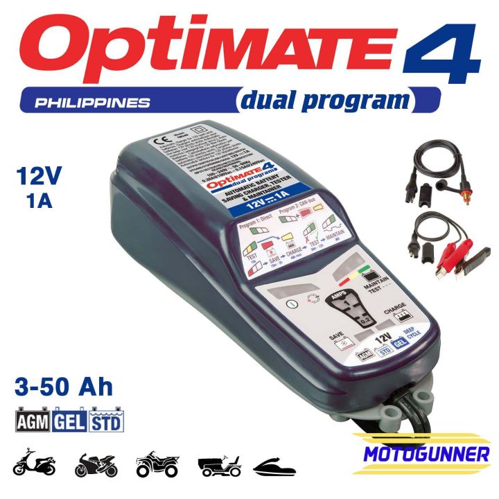 Optimate Battery Charger #4 Dual Program 12V/1A, 9-step Maintainer ...