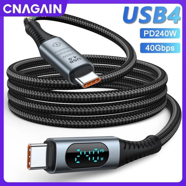 240W USB C to USB C Cable 1meter with LED Display, USB4 Type C to Type ...