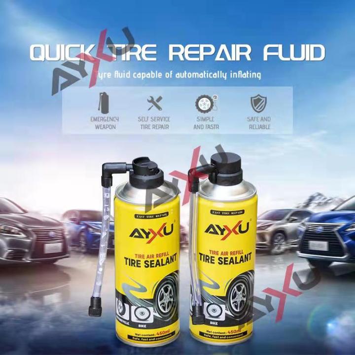 AYXU TIRE SEALER AND INFLATOR 450ML FOR MOTORCYCLE BIKE CAR repair ...