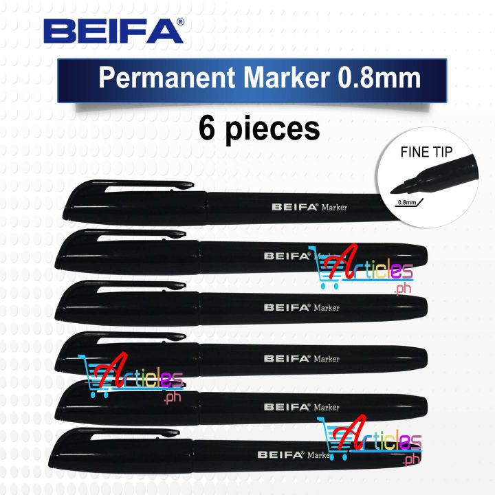 Beifa Permanent Marker Pen Disposable 0.8mm 6 Pieces | Lazada PH