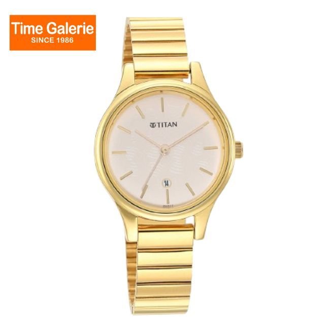 Titan Karishma NS2679YM01 Beige Dial Golden Stainless Steel Strap ...