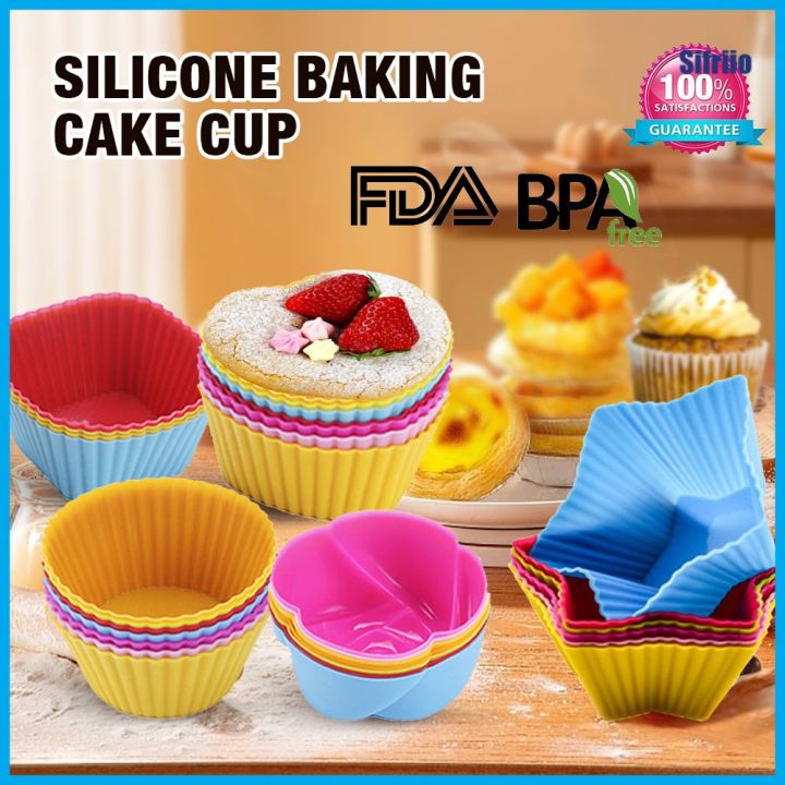 10PCS Silicone Cupcake Puto Molder Cake Cup Pudding Mould Baking ...