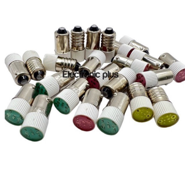 led ba9s e10 สีแดง เขียว เหลือง 6.3v 12v 24v 220v ขั้วเกลียว ขั้วเขี้ยว ...