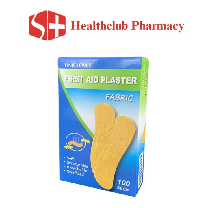 UNIGLOVES Sterile First Aid Plaster 100pcs/box, Fabric Type, 19mm x ...