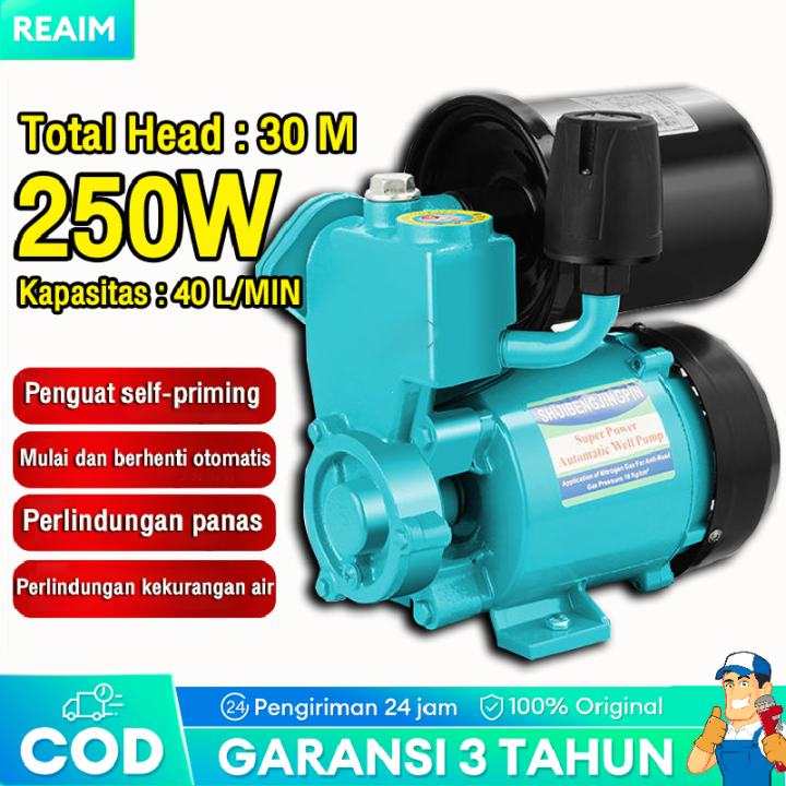 REAIM Pompa air Otomatis 40 L/min 250W Total Head Max 30 m Model: Reaim ...