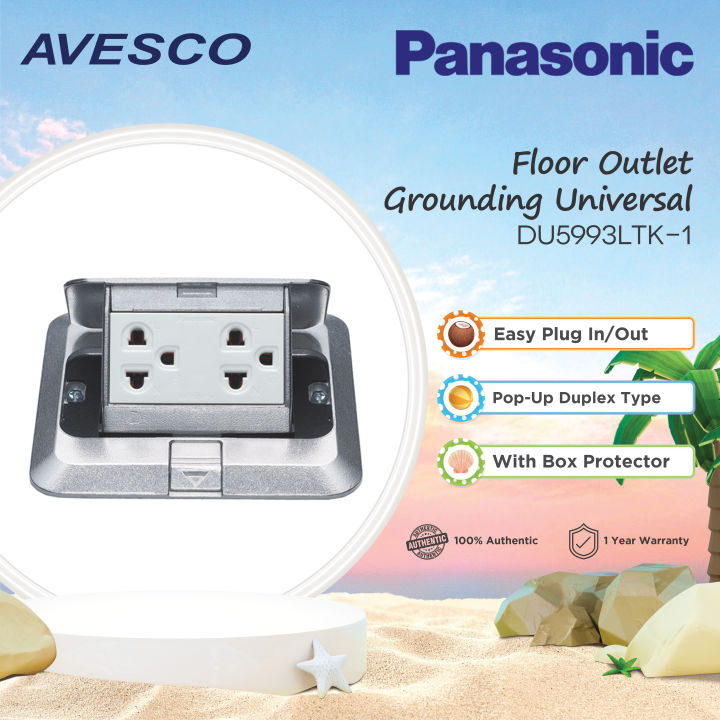 Panasonic DU5993LTK-1 Floor Outlet | Grounding Duplex Universal 16A ...