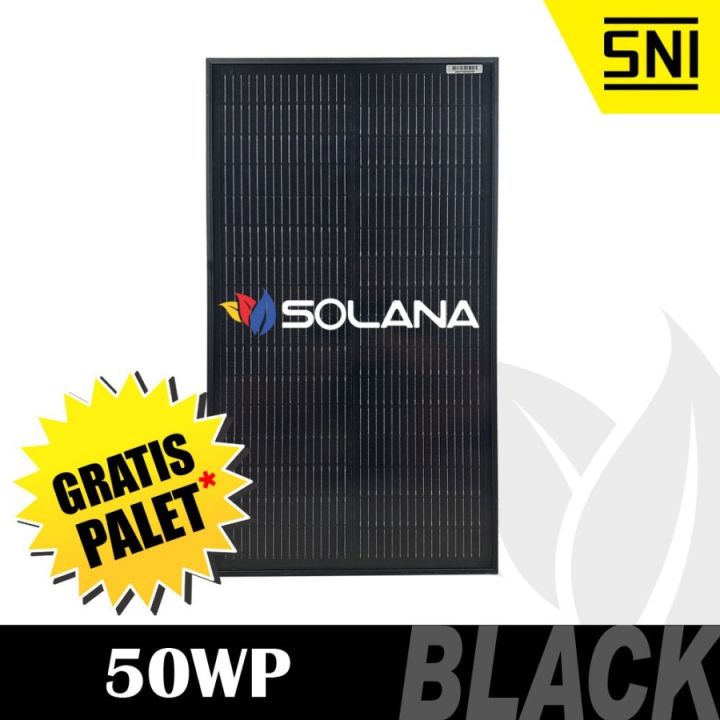 SOLAR PANEL SOLAR CELL PV MODUL 50WP BLACK MONO CRYSTALLINE PANEL SURYA ...