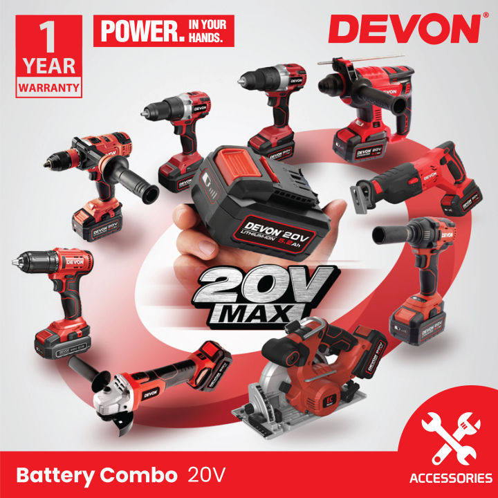 DEVON Battery Combo Set 20V 4.0Ah/5.0Ah | Lazada