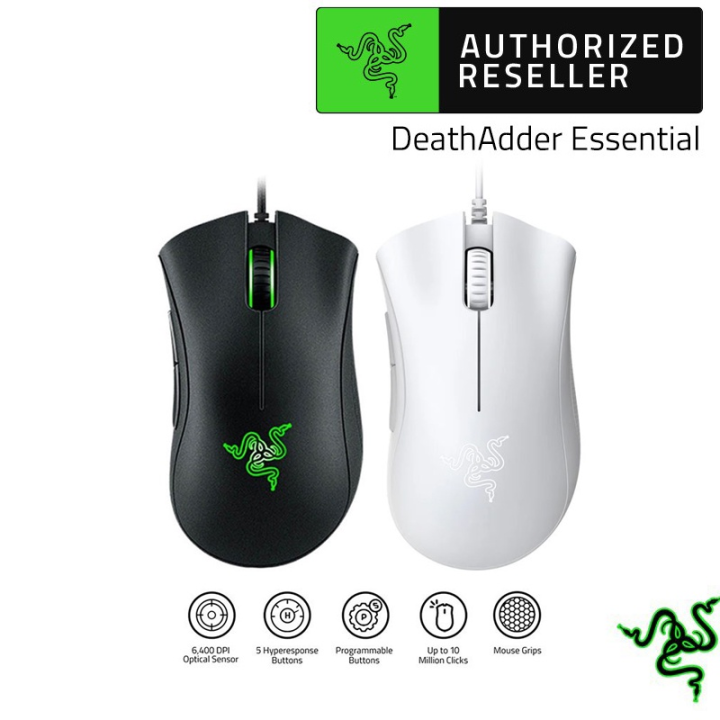Razer Deathadder Essential Black/White Macro Mouse Gaming Mouse Gaming ...