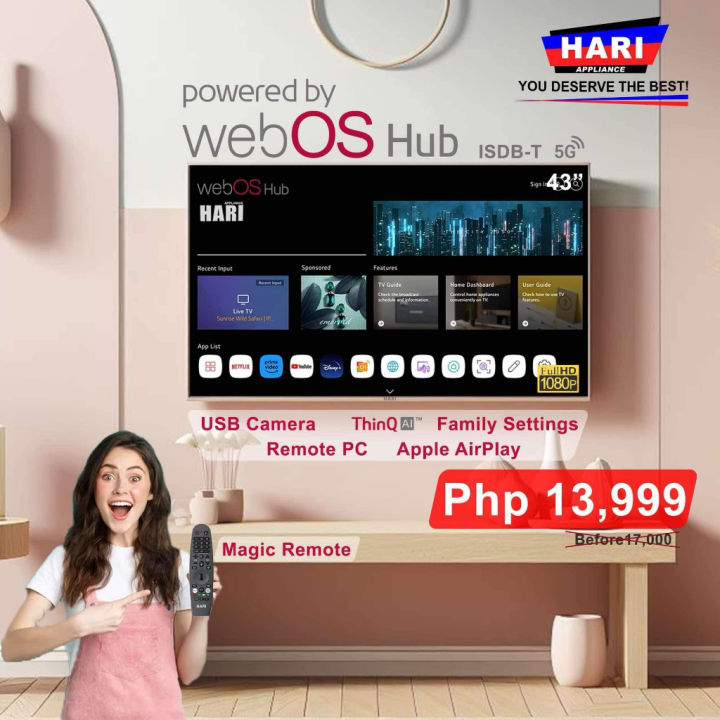 HARI TV 43inch Powered by WEBOS (Frameless) | Lazada PH