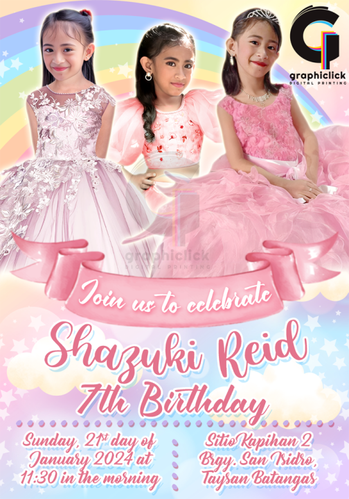 Pastel Rainbow Invitation for 7th Birthday | Lazada PH