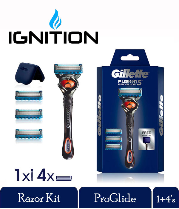 Gillette ProGlide5 Starter Pack 1 Handle + 4 Blades + FREE Hygiene Cap ...