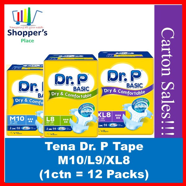 [Tena Dr.P]Dr.P by TENA (Basic) M10/L8/XL8 X 12packs - Carton Sales ...