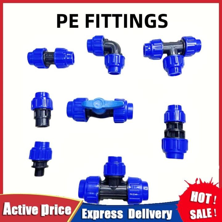 PE Compression Fittings 1/2 3/4 1 hdpe pvc pipe elbow tee coupling valve female male | Lazada PH