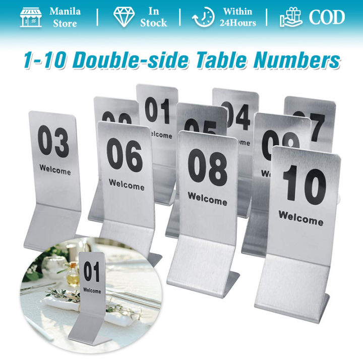 Stainless Steel Table Numbers 1-10 Double-Side Table Numbers for ...