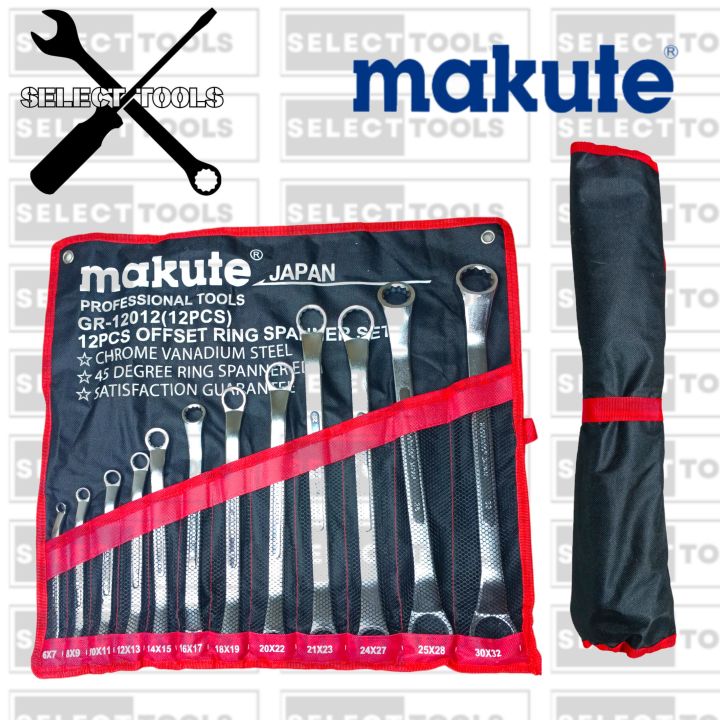 Makute Japan 12 Pcs Offset Ring Spanner Set Heavy Duty Box Wrench ...