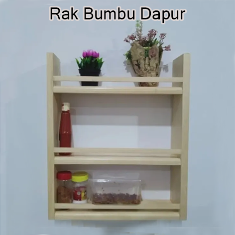 Rak Kayu Serbaguna / Rak Bumbu Tempel Dinding Tembok Kayu Pinus ...
