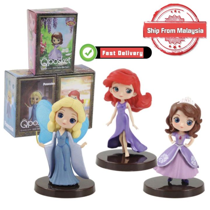 3pcs/set Qposket Princess Mermaid Ariel Pinocchio Blue Fairy Sofia 7 ...